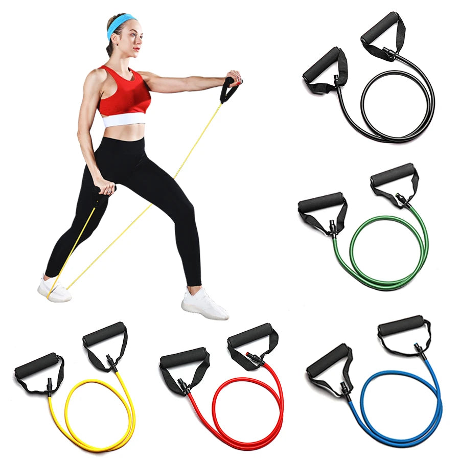 5 Levels Resistance Bands with Handles | Elastic Fitness Tube Bands fo